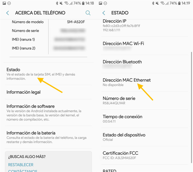 Cómo saber la dirección MAC de un móvil Android