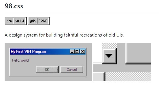 98.css: una librería open source para construir interfaces que se vean como Windows 98