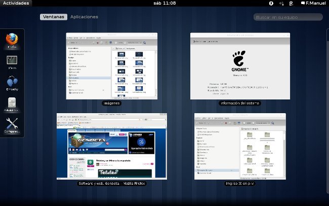 Prueba de Gnome Shell desde Live CD