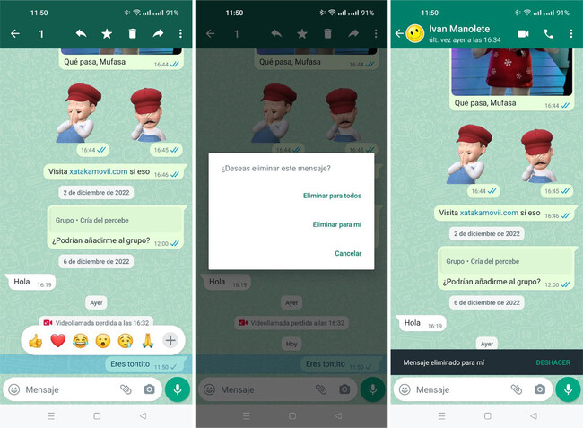 WhatsApp te da ahora unos segundos para arrepentirte de borrar un mensaje