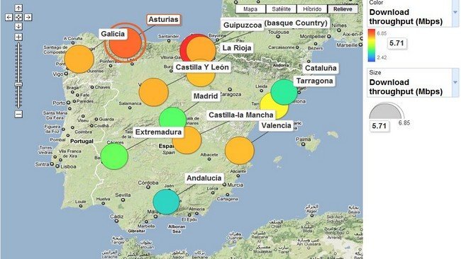 Visualiza el mapa del rendimiento de las conexiones a Internet en el ...