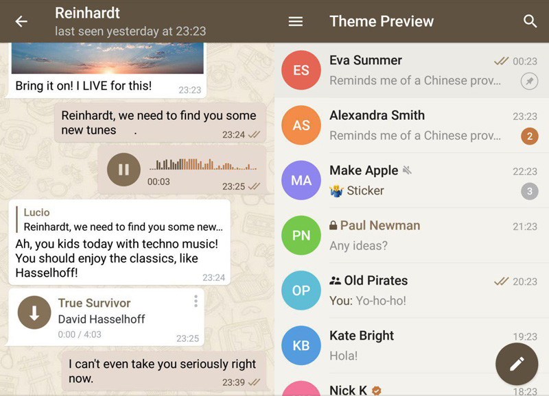 Los 27 mejores temas de Telegram para Android