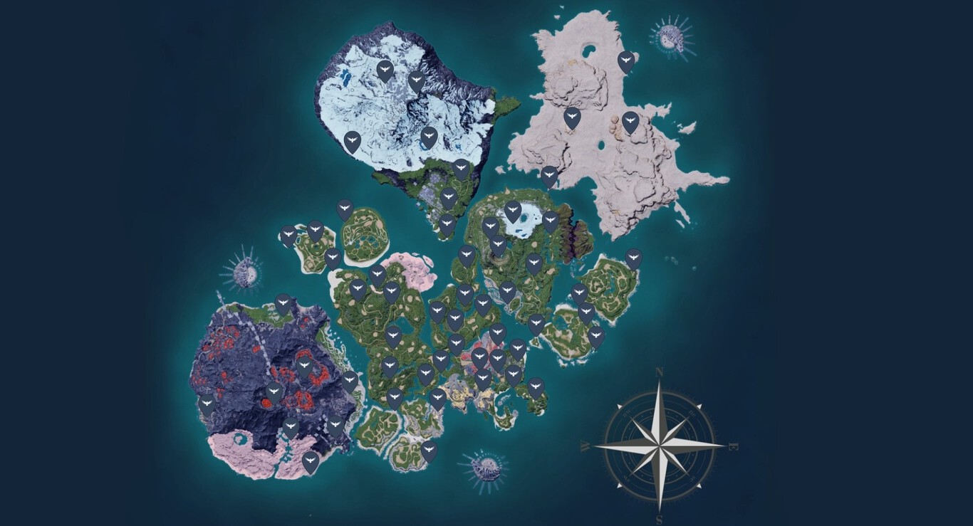 Mapa interactivo de Palworld, ubicación de todas las torres, biomas ...