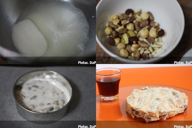 Turrón blanco, duro y ligero de avellanas, piñones y pistachos. Receta