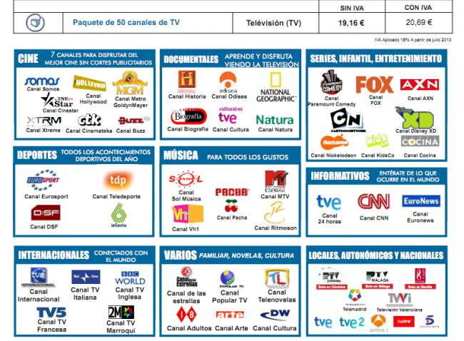 PTV Telecom: TV de pago a través de cable por 20€.