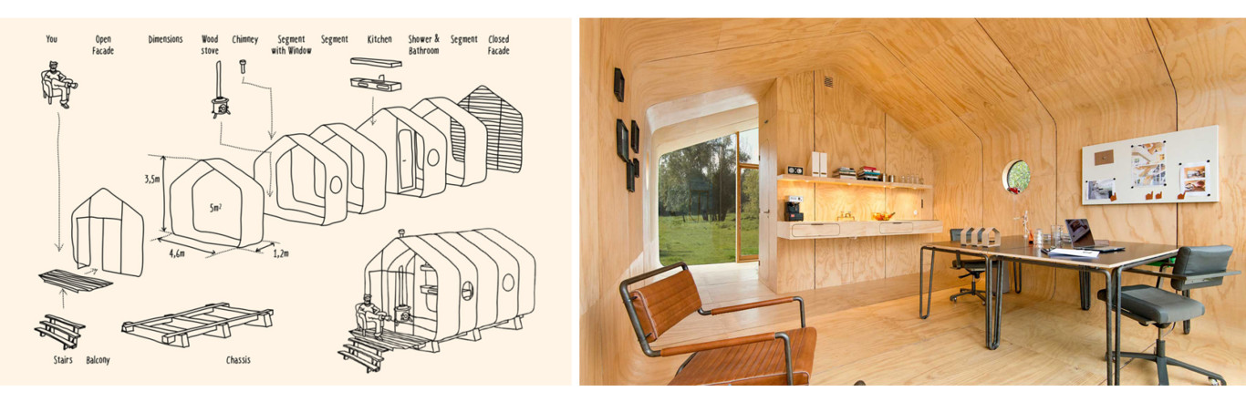 Wikkelhouse es una casa modular que está hecha de cartón