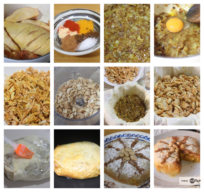 Pastela moruna de pollo o pastilla marroquí, receta tradicional magrebí ...