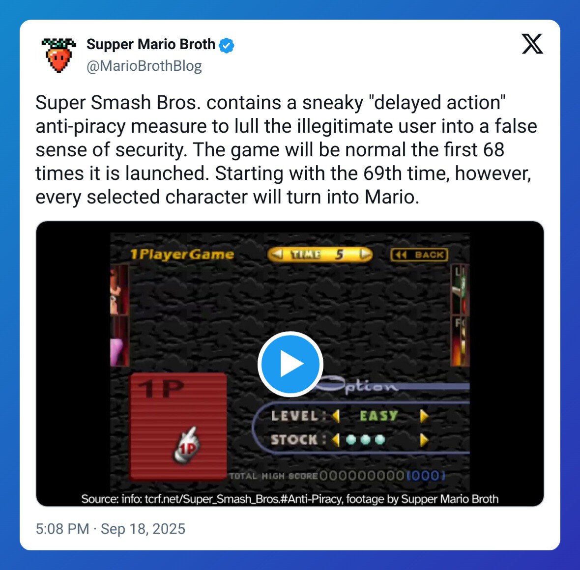 Super Smash Bros. se ensañaba con los piratas provocando que Mario ...