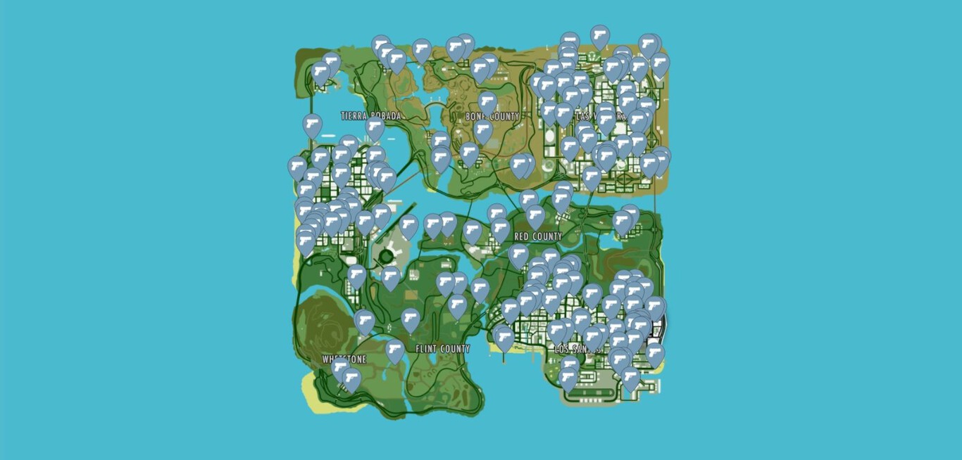 Mapa interactivo de GTA San Andreas, ubicación de todos los coches ...