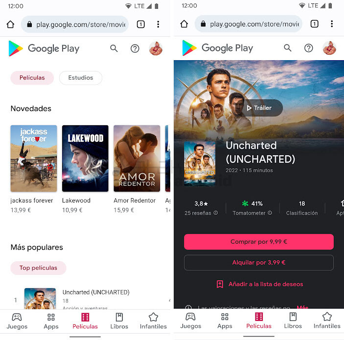 Google Play elimina la sección 'Películas' en Android: así queda su ...
