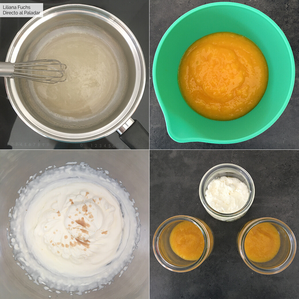 Vasitos de mango y nata sin azúcar. Receta de postre sin horno fácil y ...