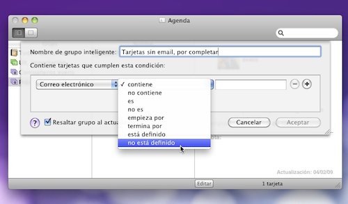 Agenda de Mac OS X: Qué son y cómo utilizar los "grupos inteligentes"