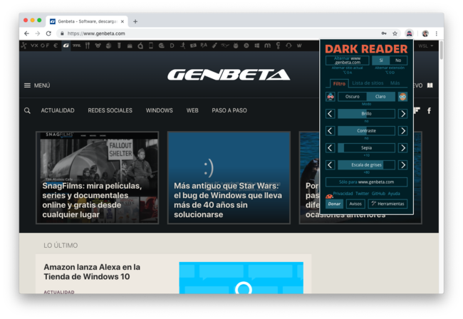 Dark Reader, un modo oscuro dinámico para todas las web que visitas y ...