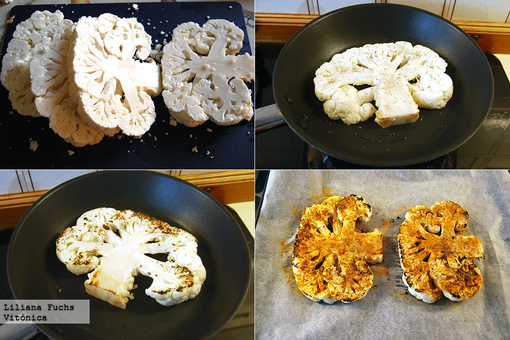 Filete de coliflor asada al horno. Receta saludable