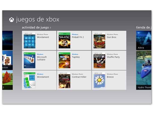 Windows 8, Xbox Live y juegos