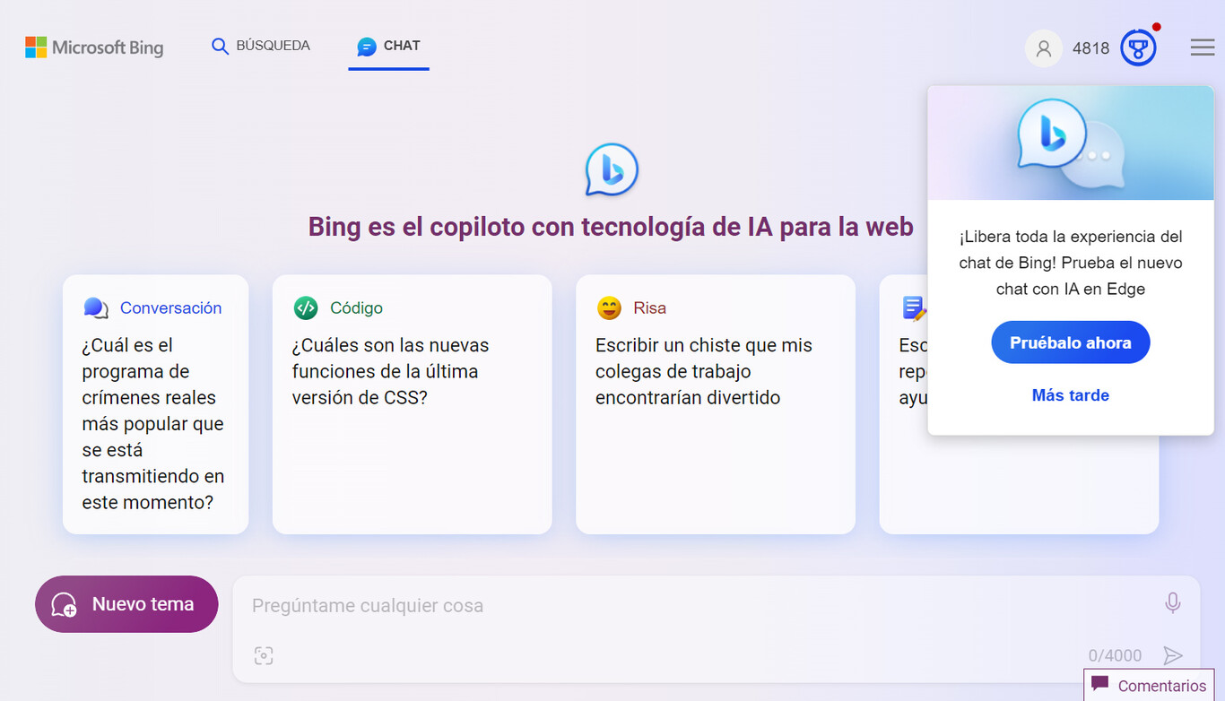 Bing IA llega oficialmente a Chrome: cualquier usuario puede utilizar ...