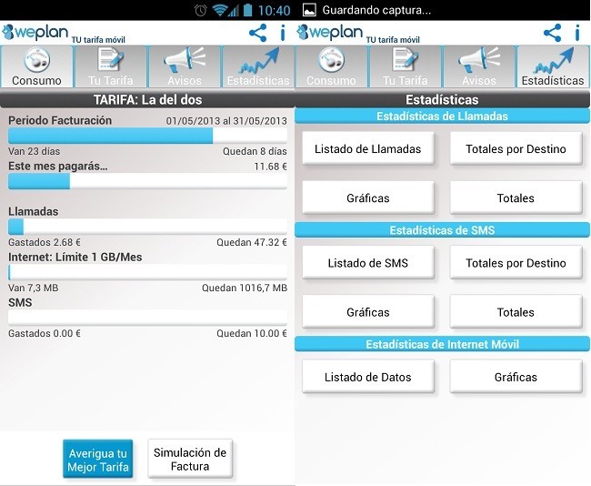 WePlan, calcula tu factura y elige la mejor tarifa con una aplicación en tu móvil Android