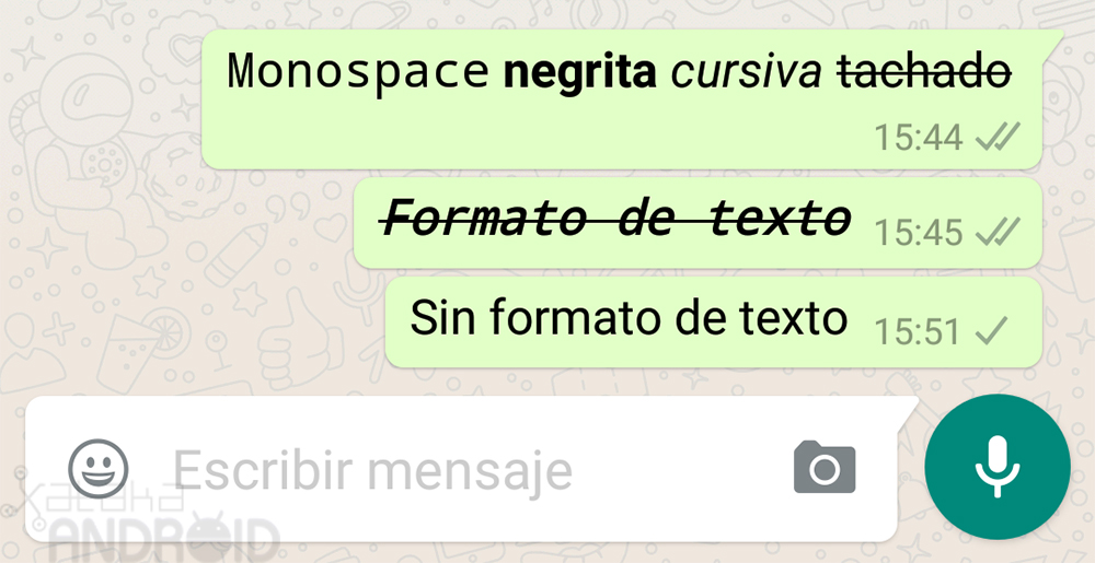 Cómo usar negrita, cursiva, subrayado y otra fuente de texto en WhatsApp
