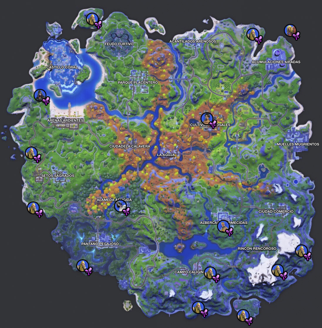 Where are the characters that sell rifts on the Fortnite map - Padeye