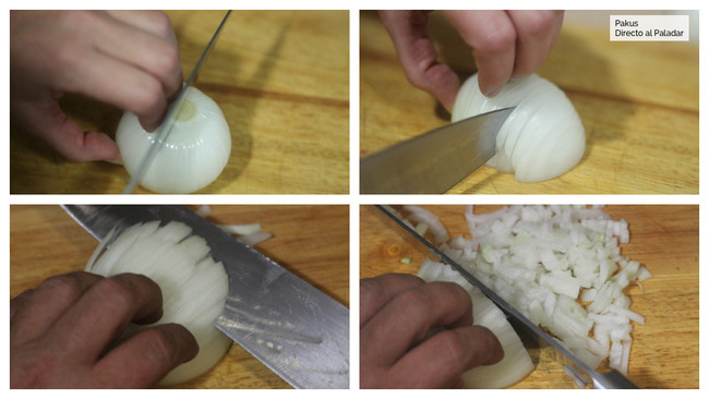 Cortes básicos de la cebolla: en juliana, en aros y en brunoise