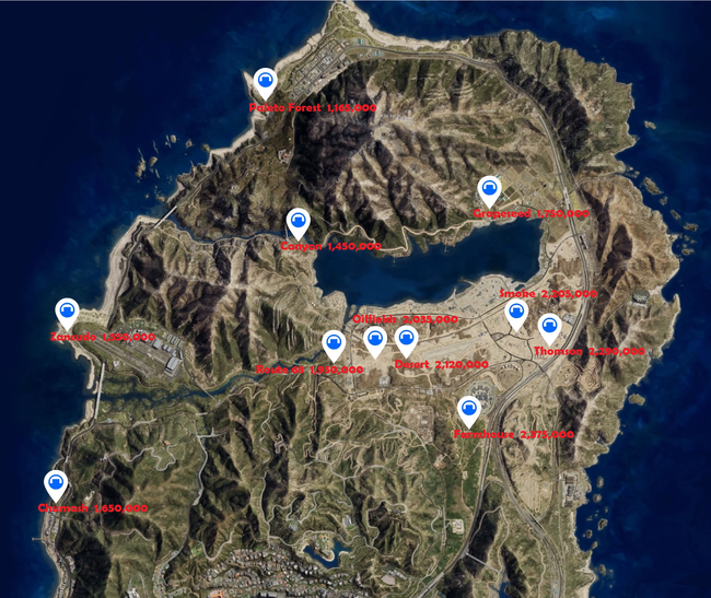 Mapa De Ubicaciones De Armas De Gta 5