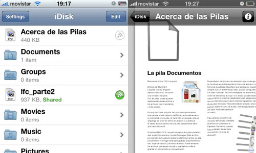Un vistazo a la aplicación iDisk para el iPhone e iPod touch