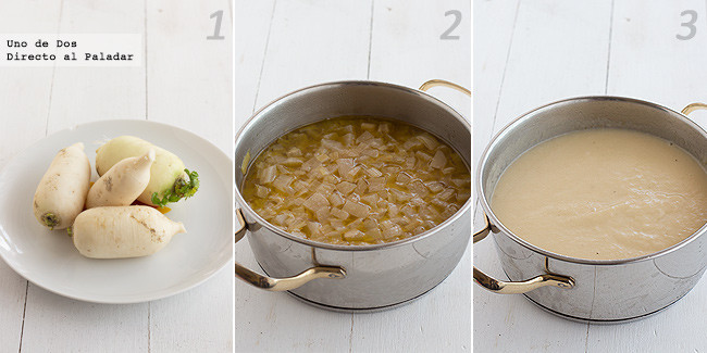 Crema de nabos y puerro, receta de cocina fácil, sencilla y deliciosa