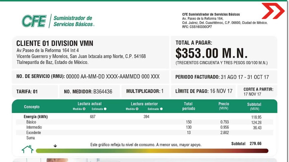 Cuál es el número de referencia en el recibo de la luz de la CFE en ...