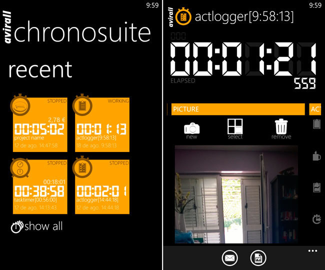 Avirall, una completa suite de control del tiempo para Windows Phone