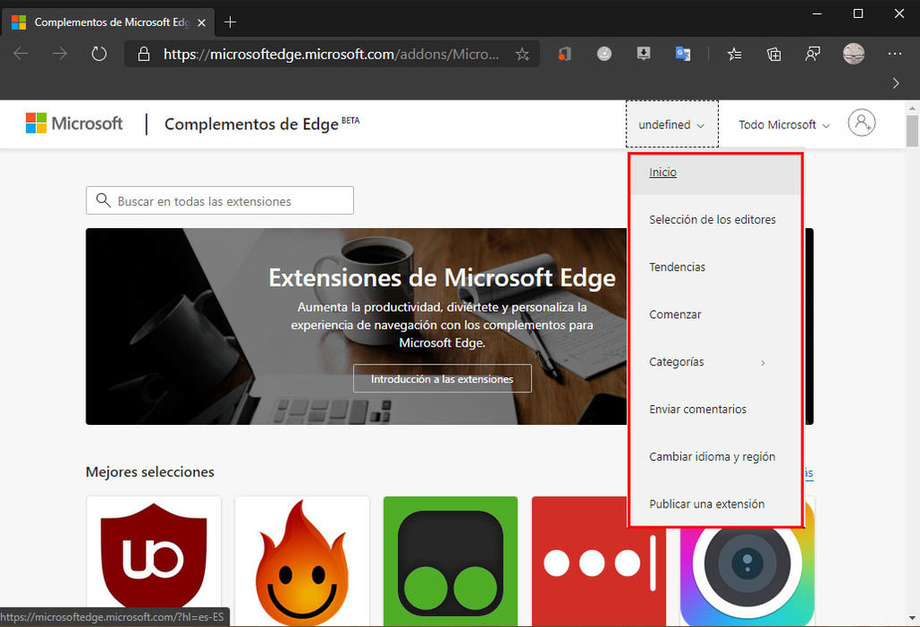 Edge actualiza la interfaz de su tienda de extensiones: ahora es más ...