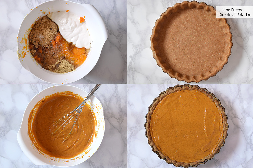 Tarta de calabaza o pumpkin pie. Receta de postre fácil y sencilla