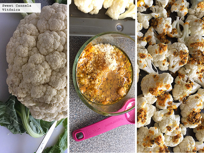 Coliflor rostizada con cúrcuma. Receta saludable