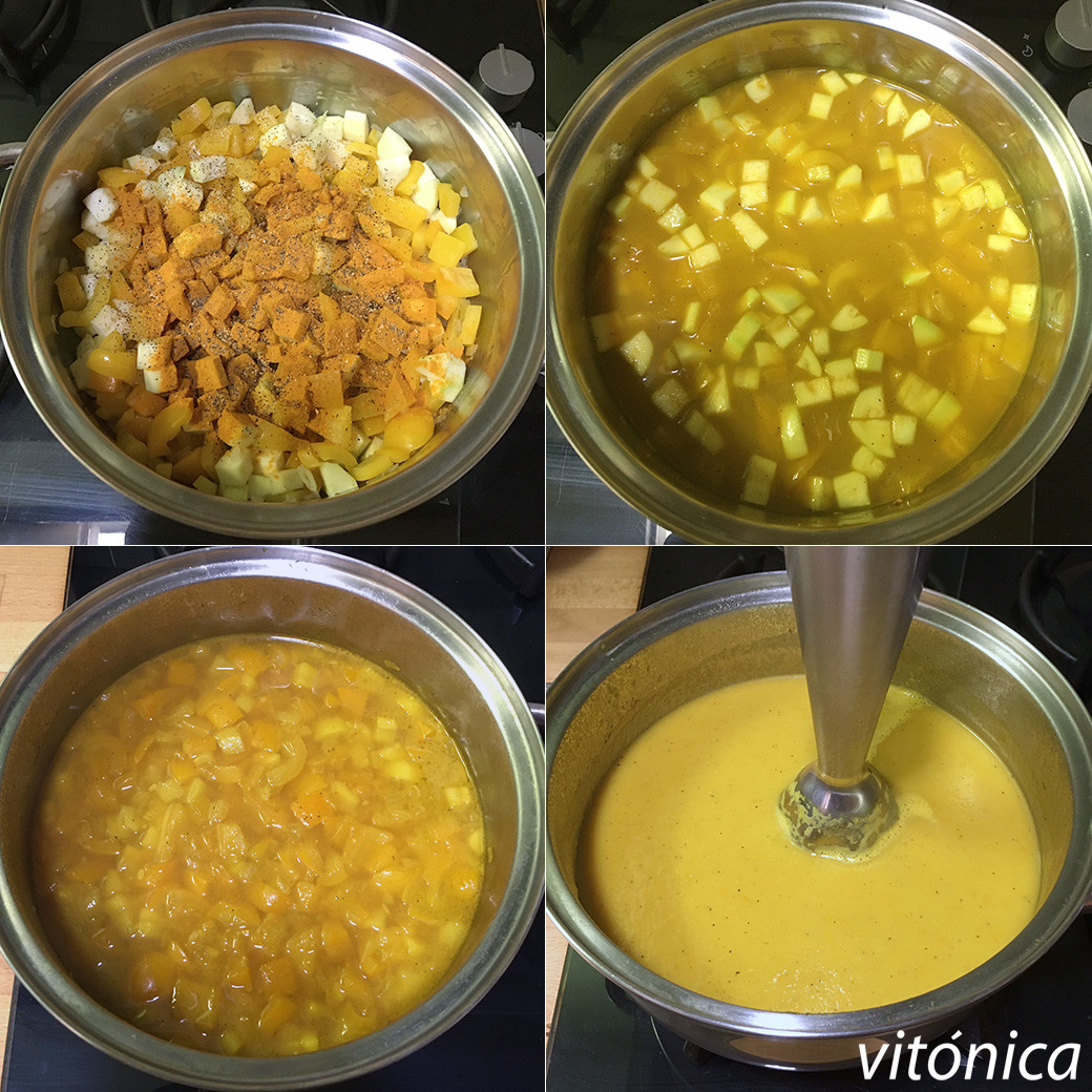 Crema ligera de pimiento amarillo y calabacín. Receta saludable ...