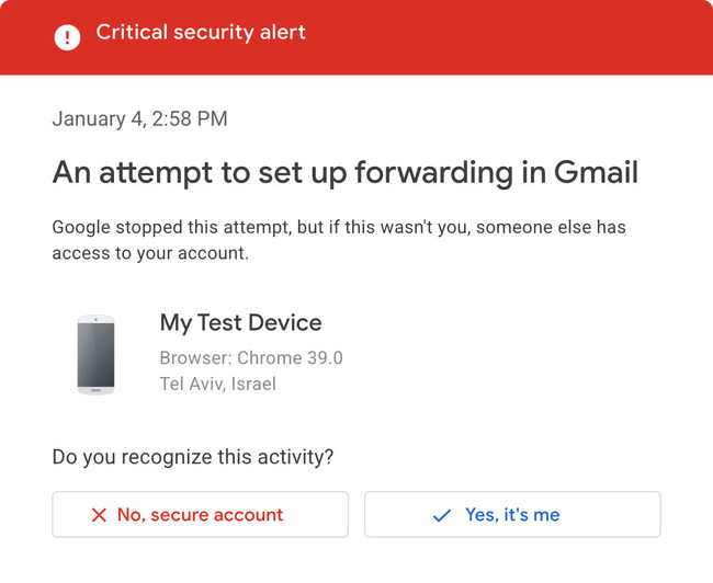 Google protege tu Gmail verificando que eres tú cada vez que se cambia una configuración importante