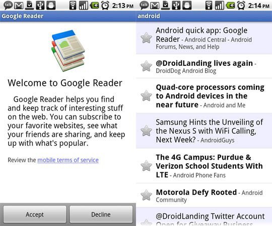 La aplicación oficial de Google Reader llega a Android