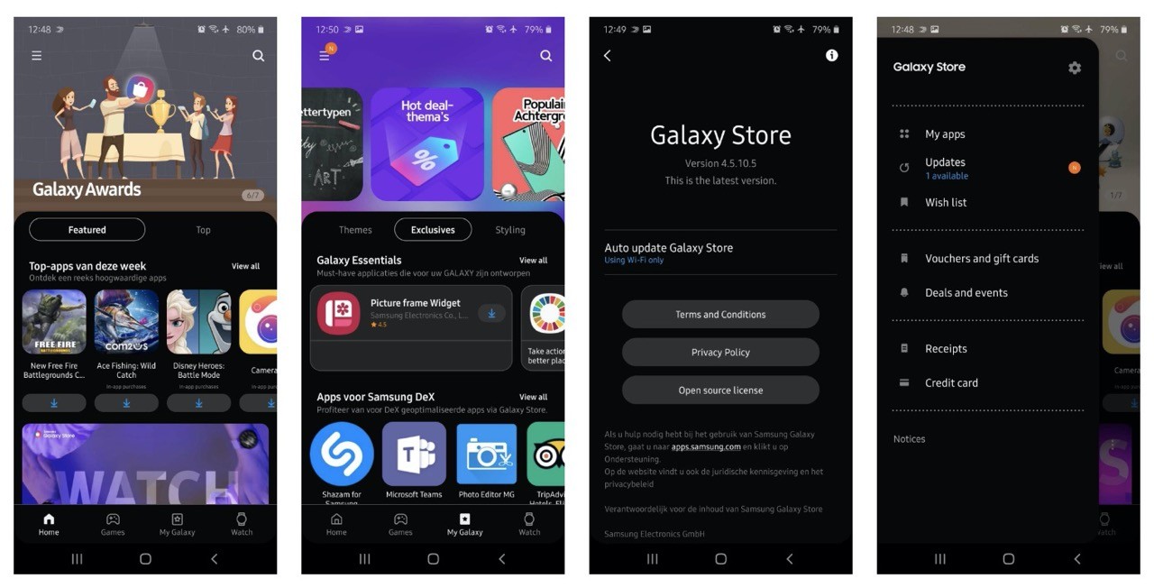 Galaxy Store se actualiza con un nuevo diseño más limpio y tema oscuro