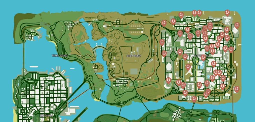 Mapa interactivo de GTA San Andreas, ubicación de todos los coches ...