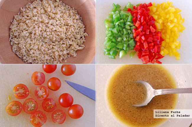 Ensalada colorida de bulgur. Receta de cocina fácil, sencilla y deliciosa