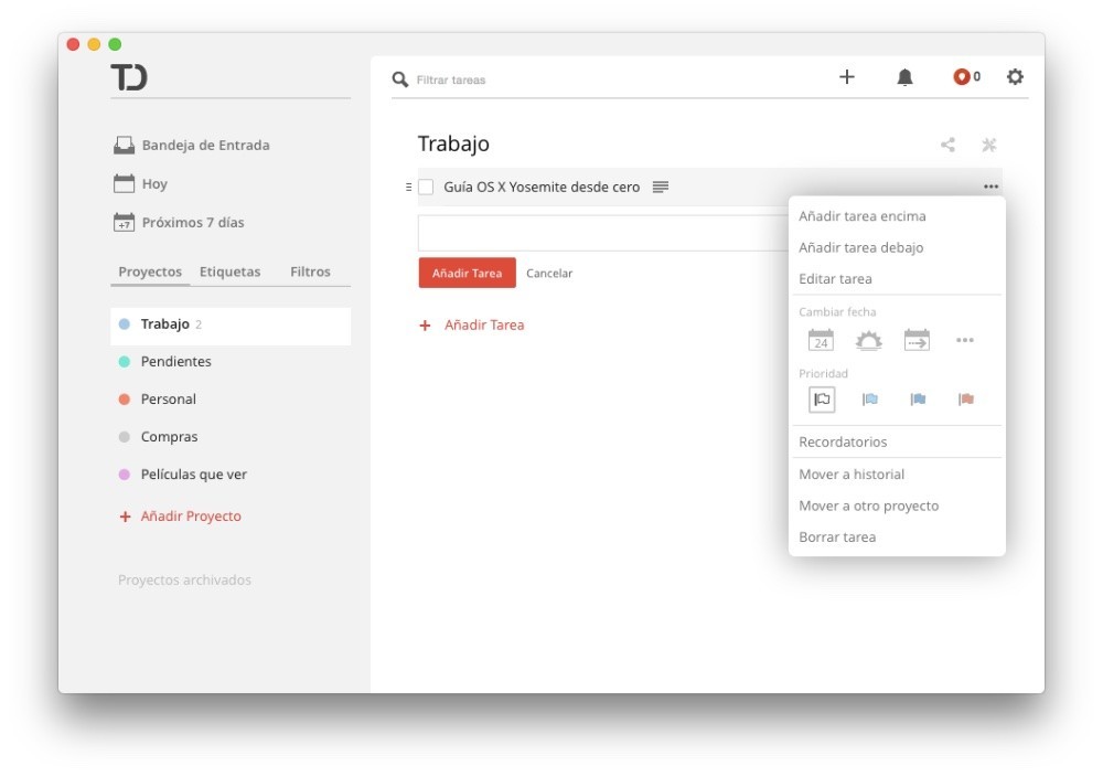 Todoist, un gran gestor de tareas multiplataforma