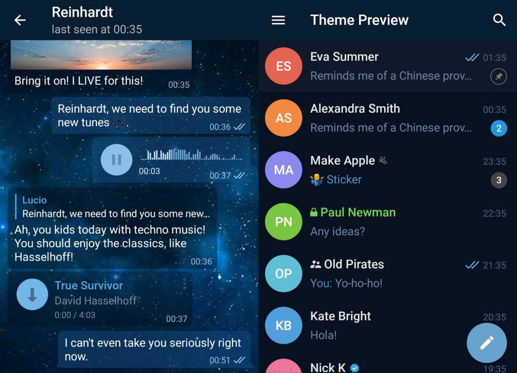 Los 27 mejores temas de Telegram para Android