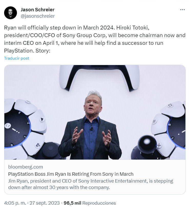 Jim Ryan, CEO de PlayStation, renuncia a su puesto en Sony Interactive ...
