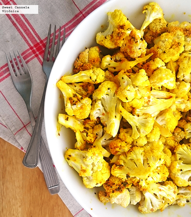 Coliflor rostizada con cúrcuma. Receta saludable