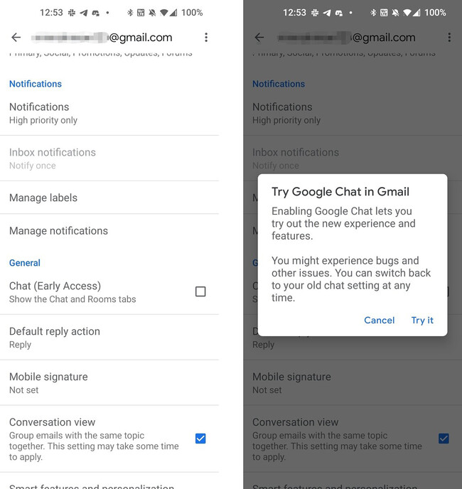 Gmail empieza a integrar Chat y Rooms en las cuentas personales de Google