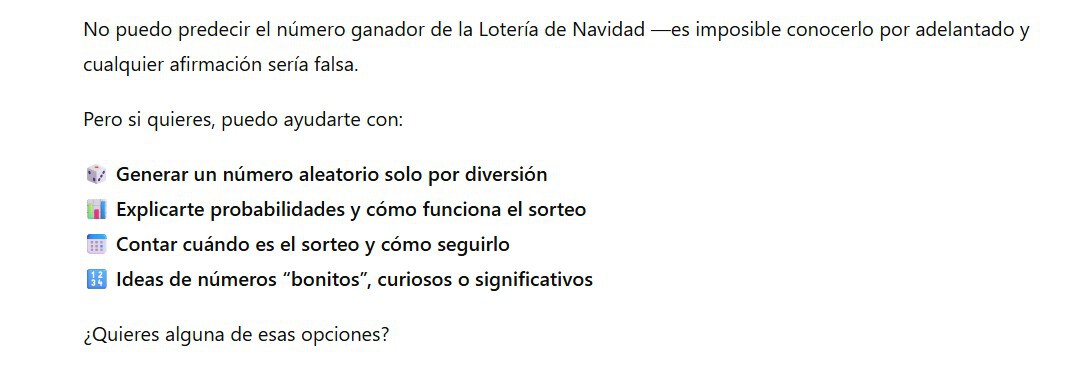 ChatGPT tiene las mismas probabilidades de acertar el Gordo de la ...