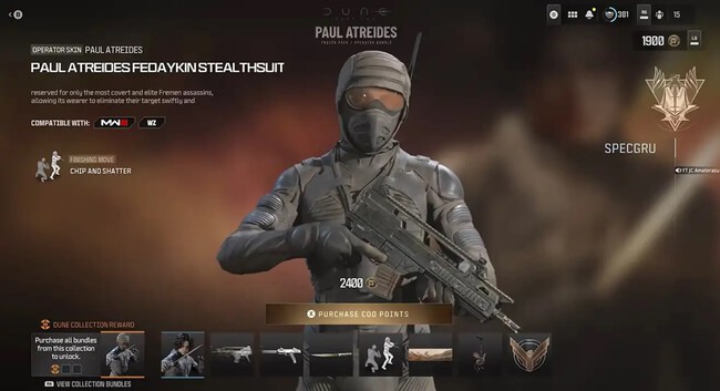 Dune llega a Call of Duty con un DLC de 800 pesos y la skin de Paul ...