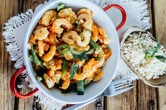 Camarones rancheros. Receta sencilla