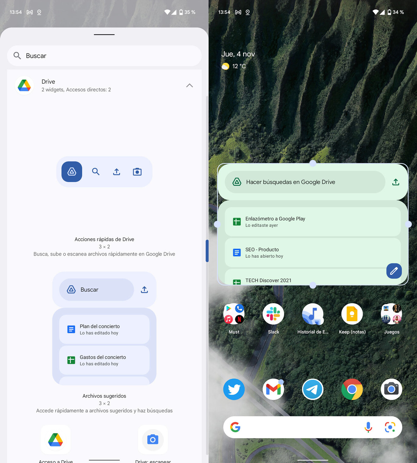 Google Drive estrena widget con sugerencias automáticas y Material You