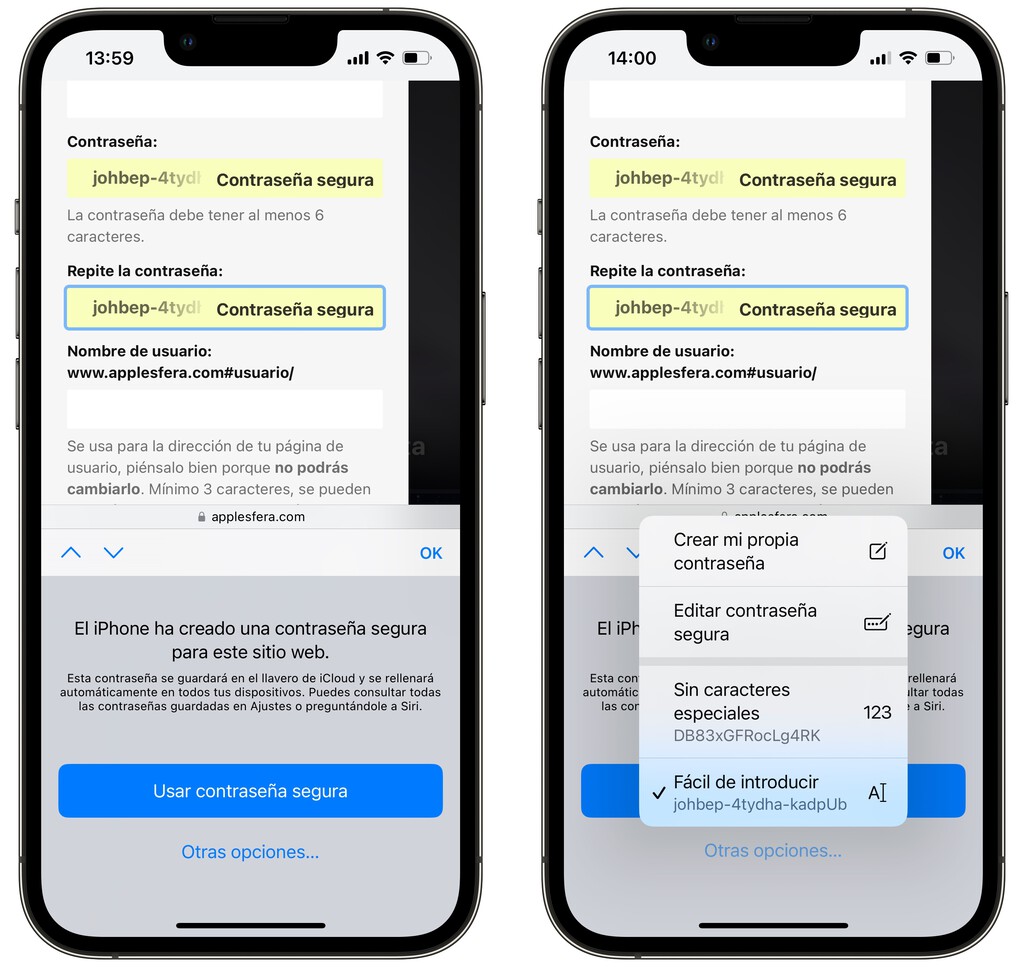 Cómo personalizar las contraseñas sugeridas de Safari en iOS 16