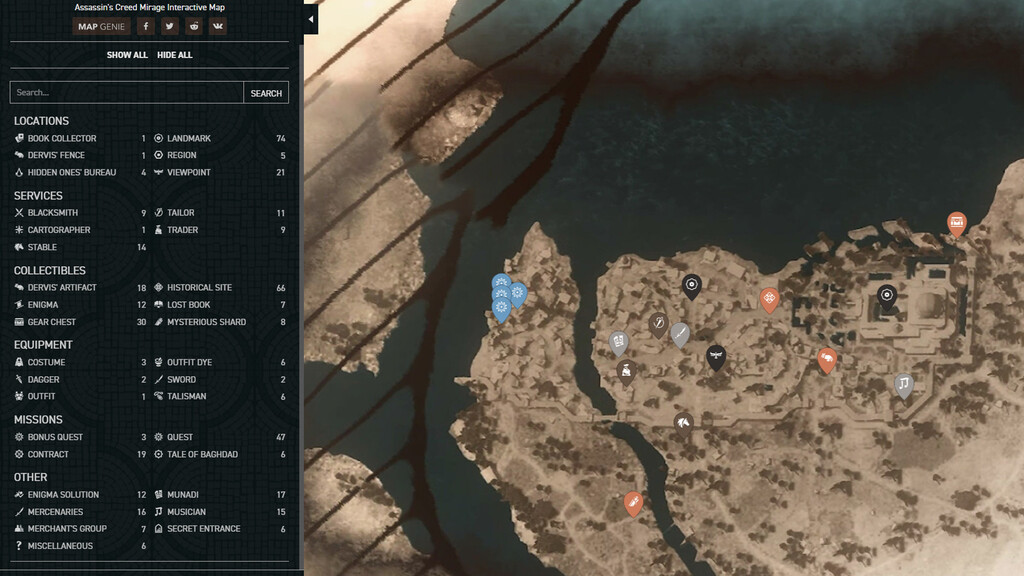 Mapa interactivo de Assassin's Creed Mirage, con todas las ubicaciones ...