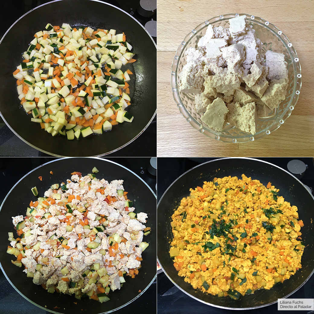Revuelto vegano de tofu y verduras. Receta de cocina fácil, sencilla y ...
